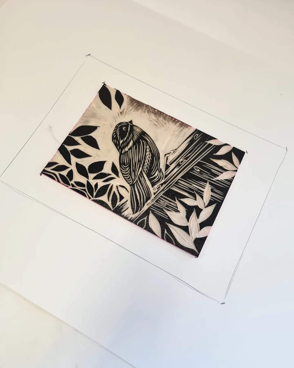 Linocut Bird Art Print - Etsy