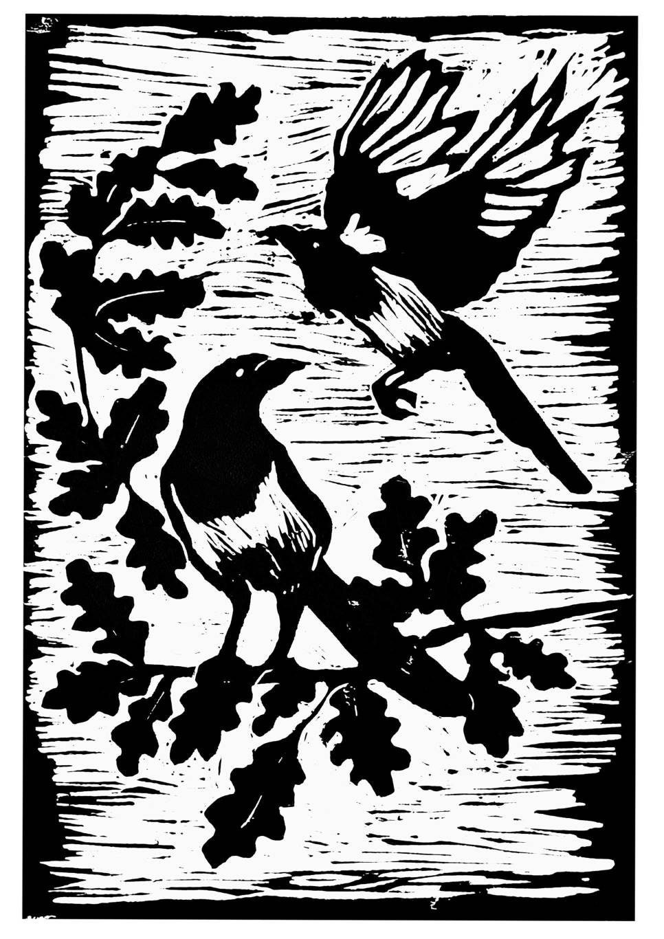 Magpies Linocut Print Two for Joy Birds Artwork Magpie - Etsy