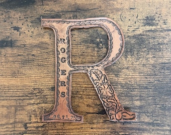 Wedding Cake Topper, Hand Tooled Letter - Etsy