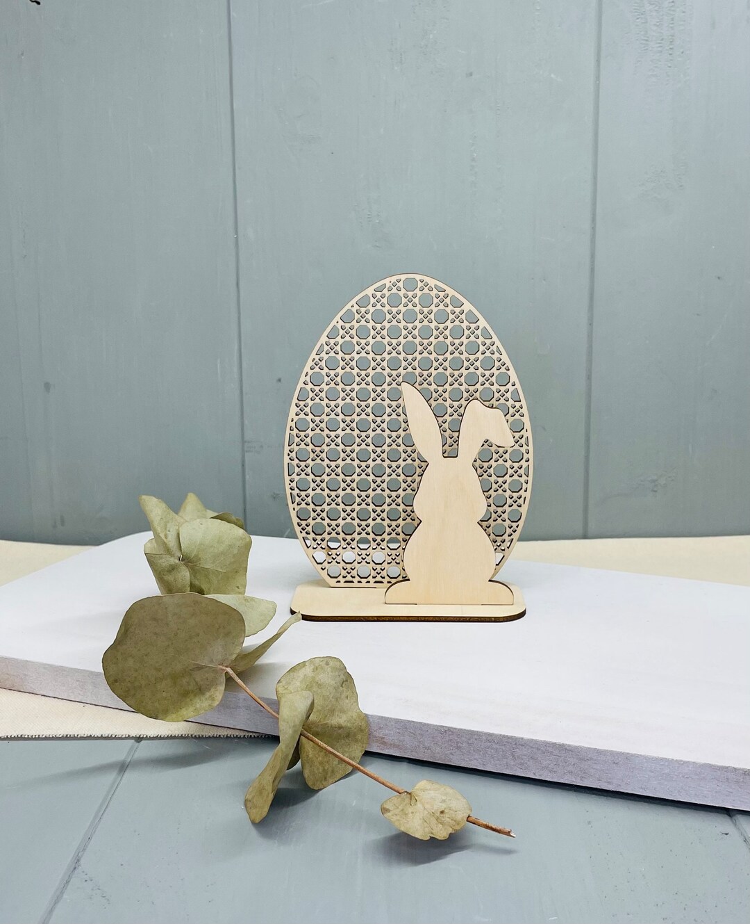 Easter Egg Easter Bunny Rattan Standee Deco Wood 000179 - Etsy