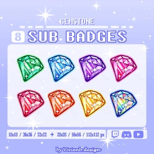 Gemstone Sub Badges Pack of 8 Diamond Bit Badges Cheer Badges Crystal ...