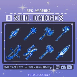 8 Weapon Twitch Sub Badges Bit Badges Cheer Badges Emotes Gaming ...
