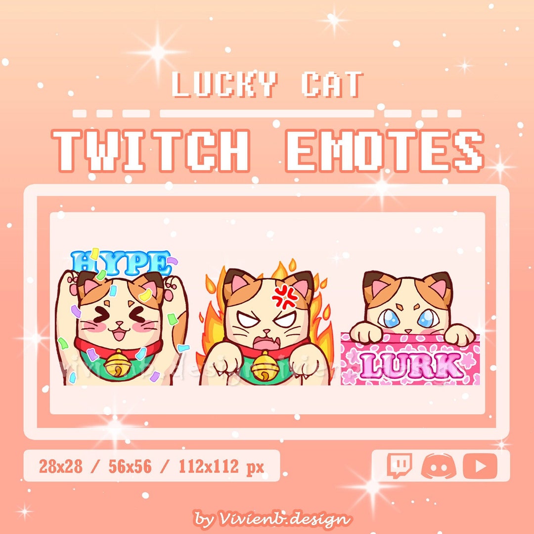 Twitch Emote Pack 2 Lucky Cat / Maneki Neko Emotes for Twitch, Discord ...