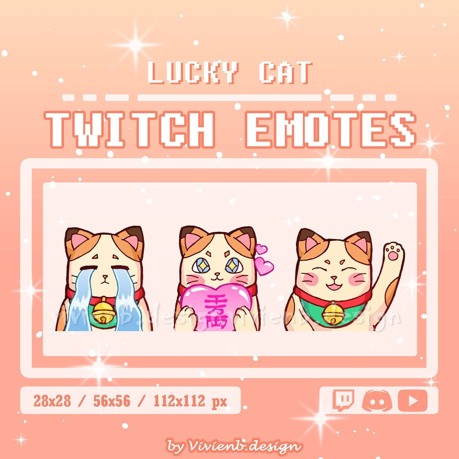 Twitch Emote Pack #1 | Lucky Cat / Maneki Neko | Emotes for Twitch ...