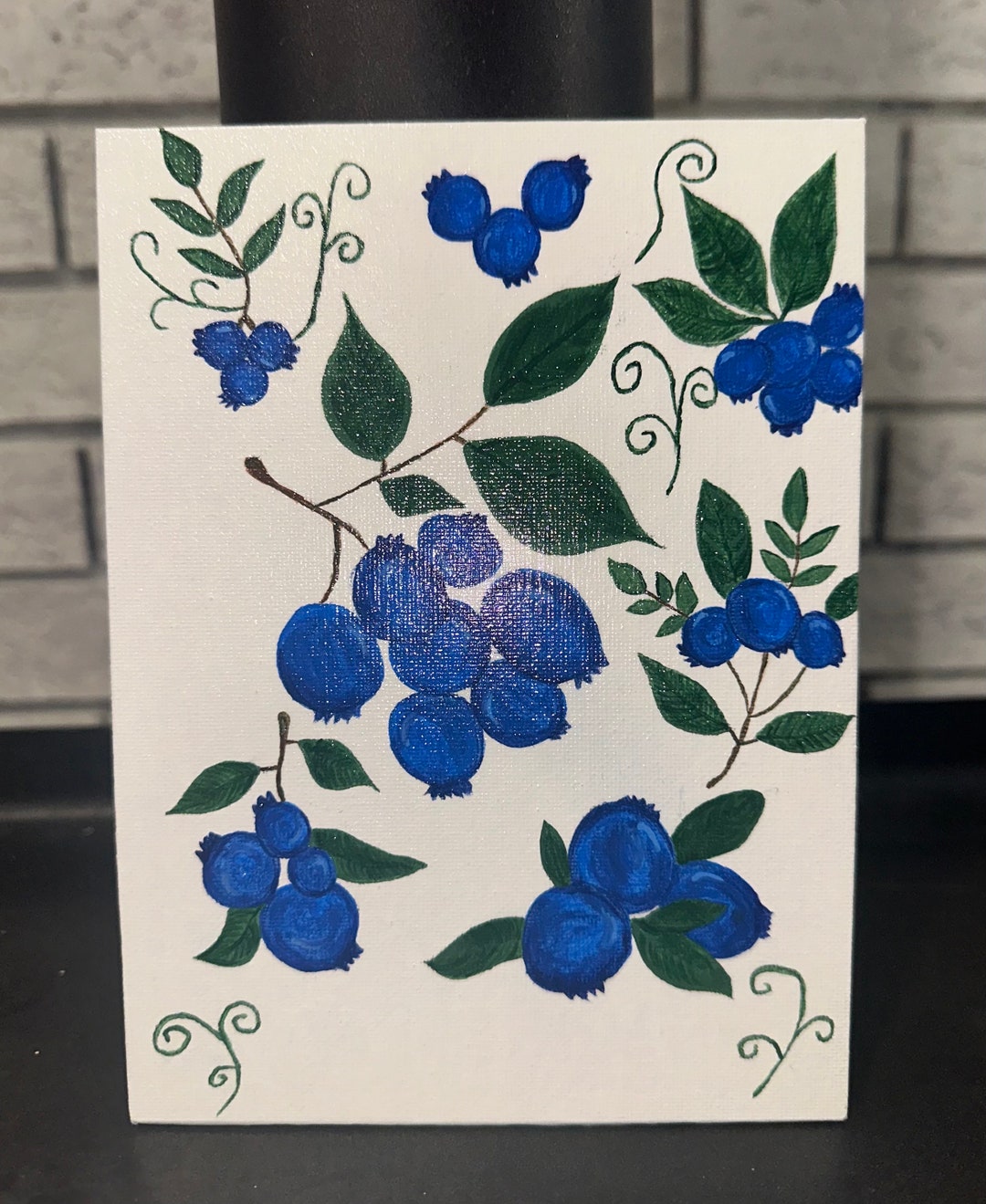 Blueberry Acrylic Painting, Fruit Painting, Blueberry Wall Art - Etsy