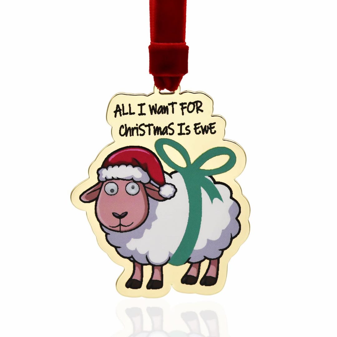 Gold Ewe Ornament Custom Personalized Engraved Animal Christmas Tree ...