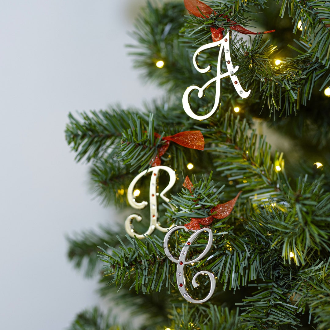 A-Z Initial Name Letter Monogram Personalized Christmas Tree Ornament ...