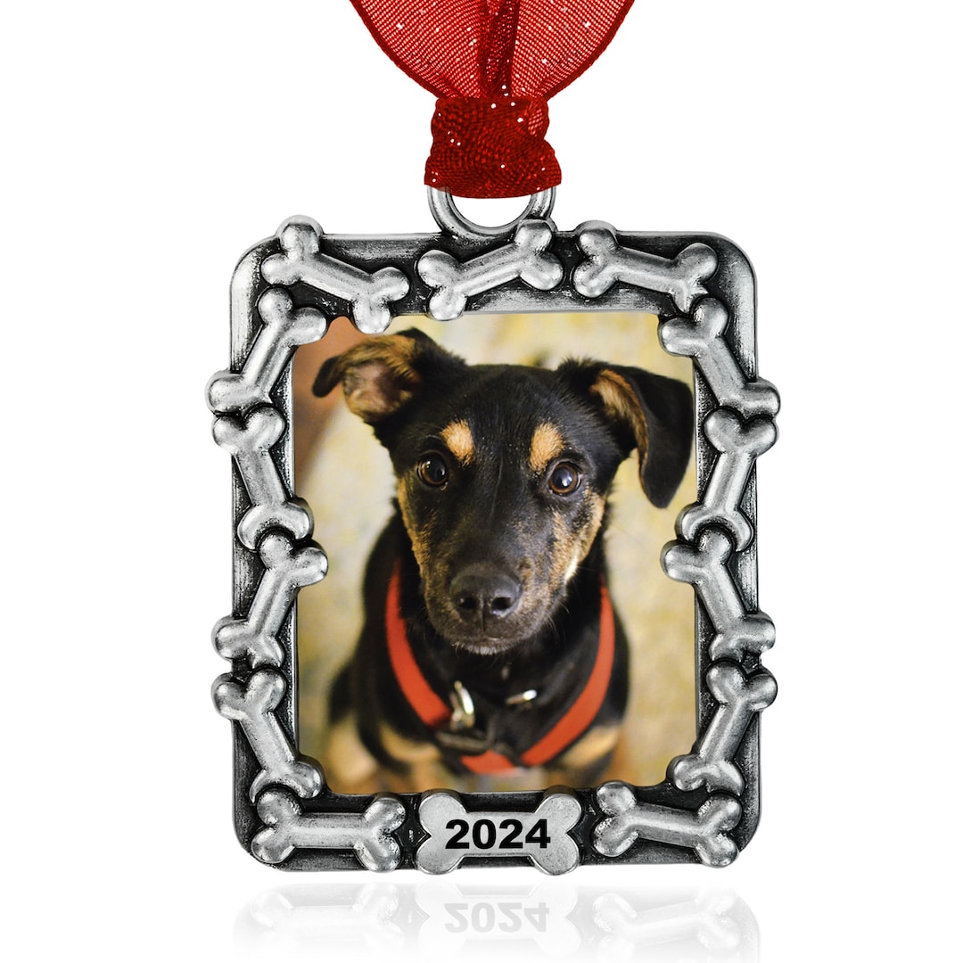 Personalized Dog Pewter Picture Frame Vintage Christmas Ornament Pets ...
