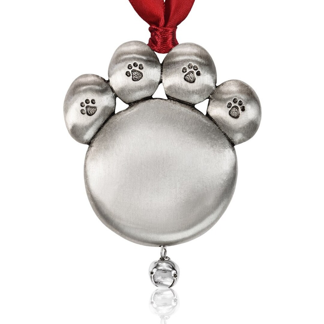 Engravable Pewter Dog Paw Ornament: Jingle Bell Pet Keepsake - Etsy