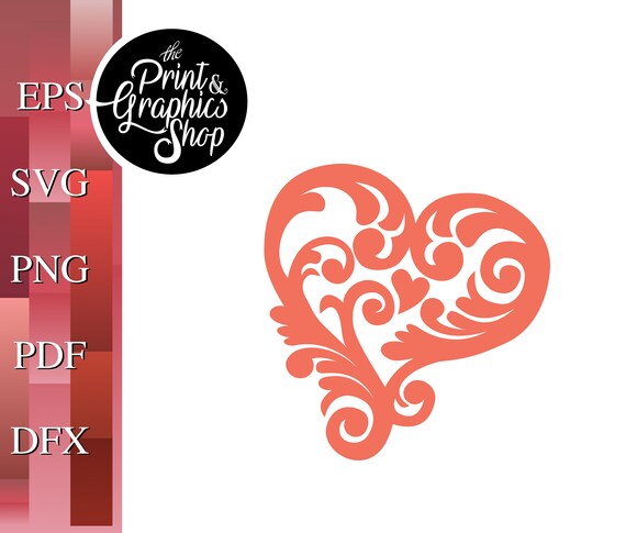 Flourish Heart EPS Clipart Heart Svg Vector Digital | Etsy