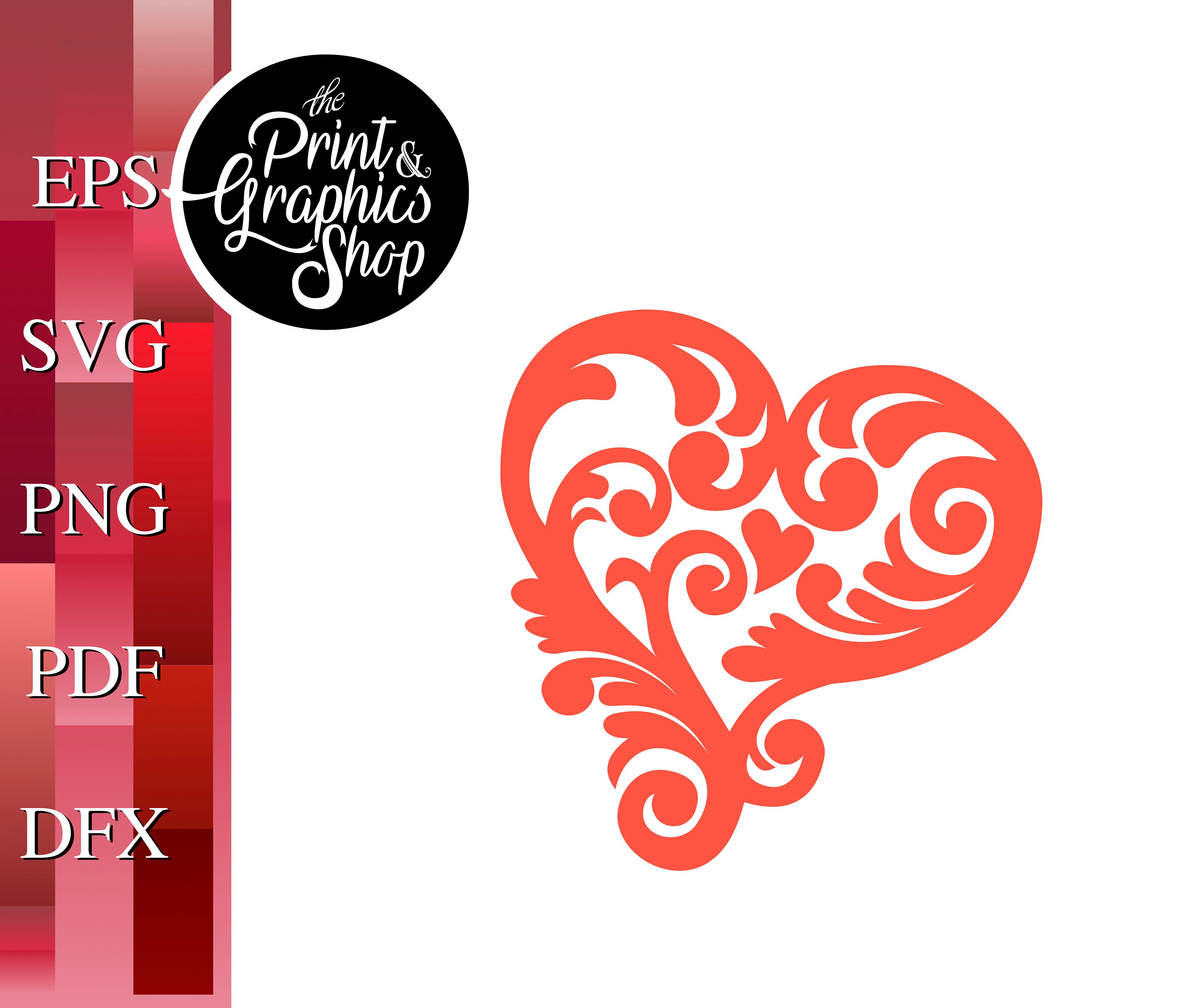 Flourish Heart EPS Clipart Heart Svg Vector Digital | Etsy