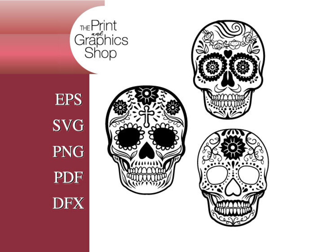 Sugar Skulls, SVG, EPS, Clipart, Vector, Digital Download, Instant ...