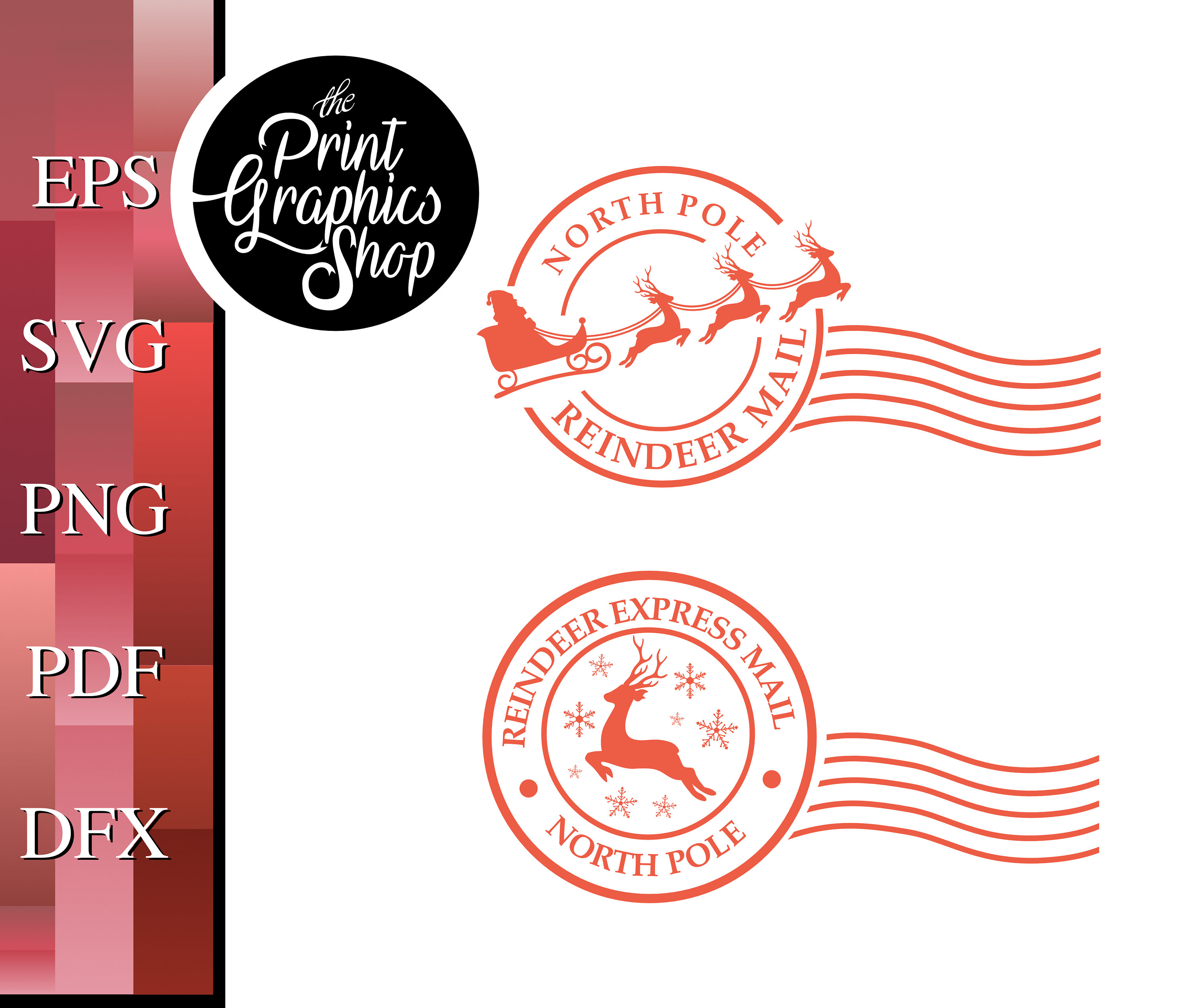 Reindeer Express Mail Christmas Clipart Reindeer Stamp | Etsy