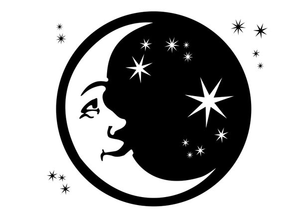 Man In The Moon Clipart Black And White