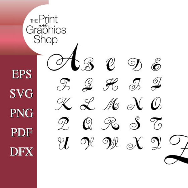 Cursive Monogram Font Svg - Etsy