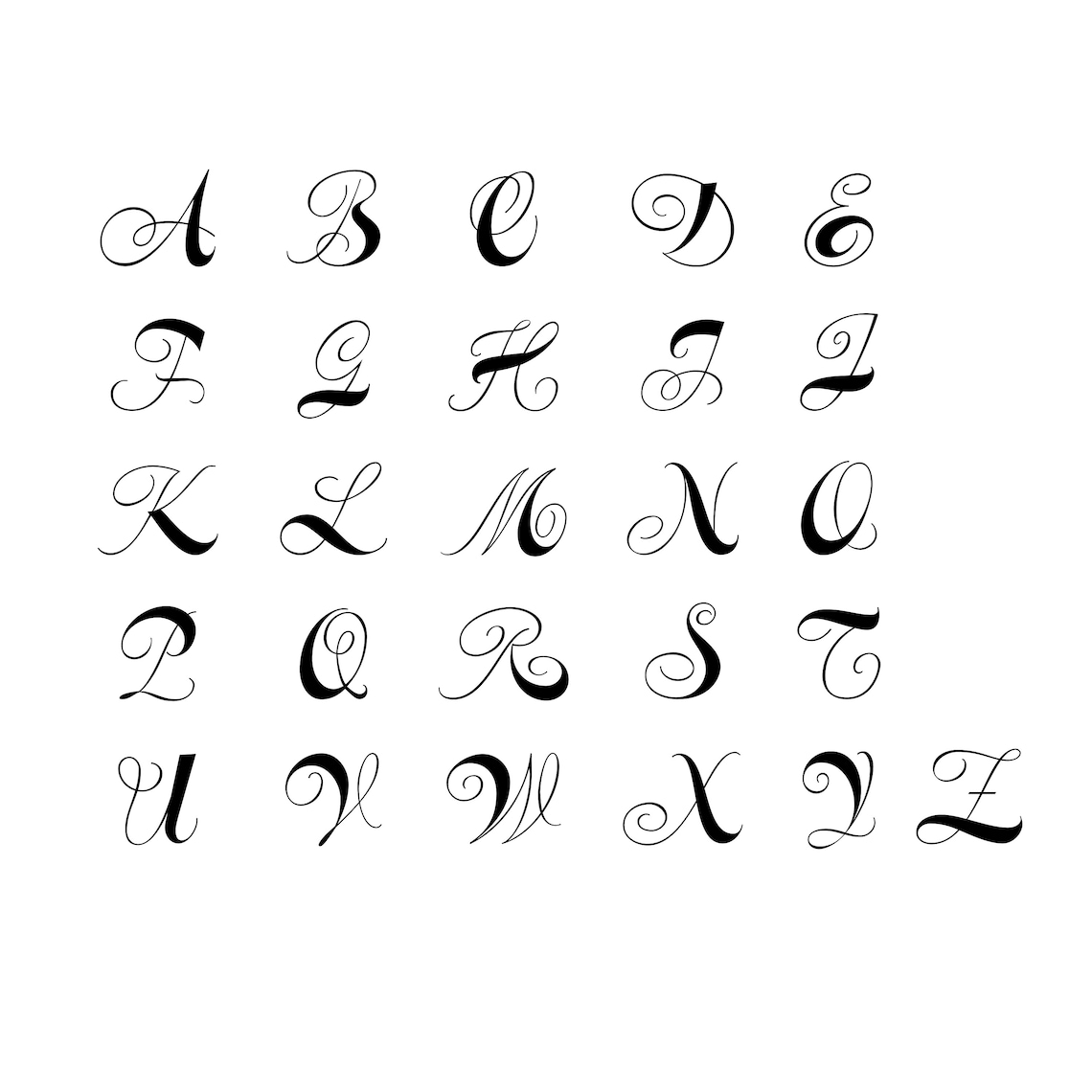 Cursive Monogram Alphabet SVG EPS Clipart Digital - Etsy