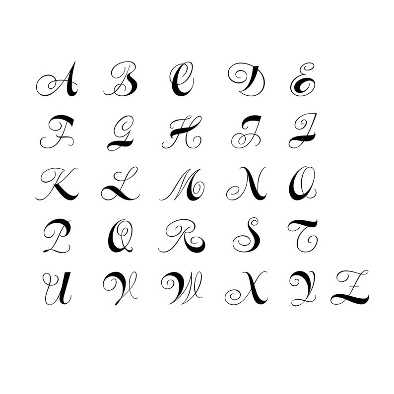 Cursive Monogram Alphabet SVG EPS Clipart Digital - Etsy