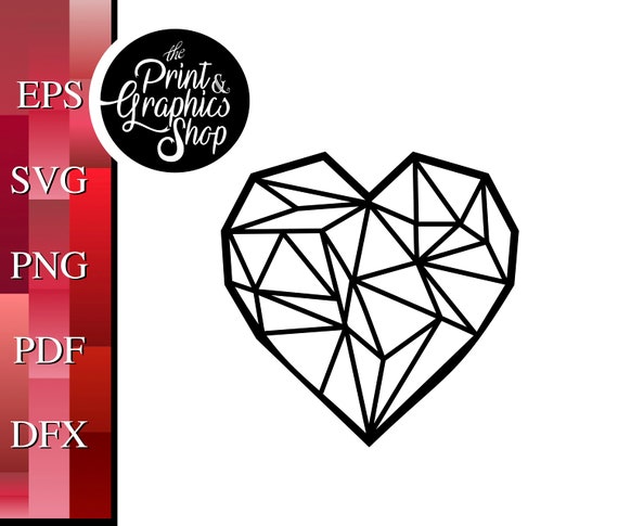 Geometric Heart SVG EPS Clipart Heart Svg Vector Digital | Etsy