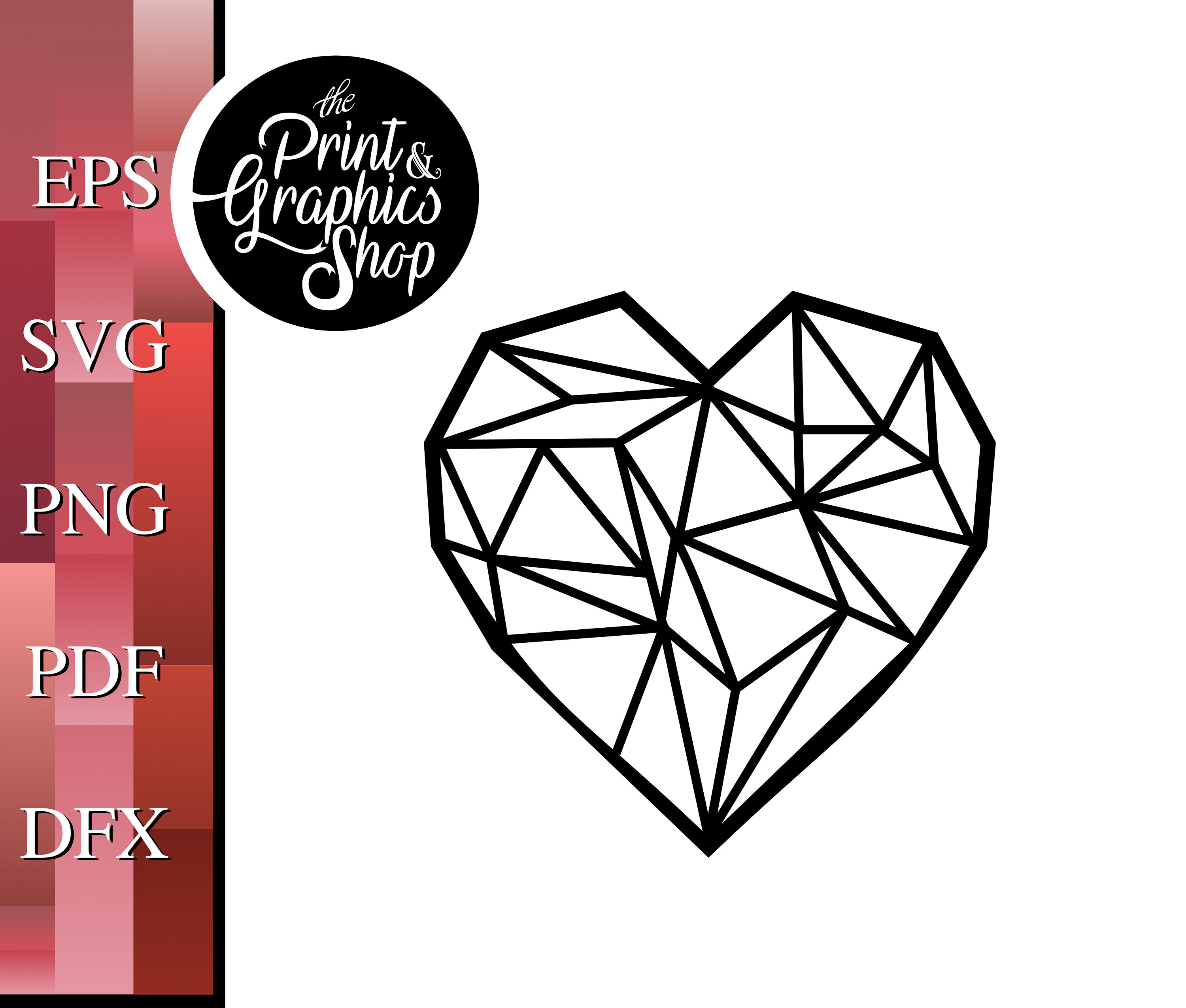 Geometric Heart SVG EPS Clipart Heart Svg Vector Digital | Etsy
