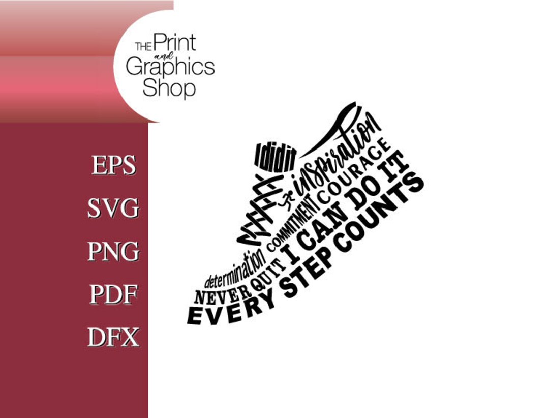Every Step Counts, I Can Do It, Runner Quotes, EPS, Clipart, Jogger ...