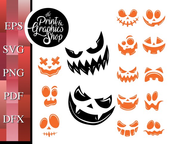 Pumpkin Faces SVG EPS Clipart Fall Digital Download Cut | Etsy