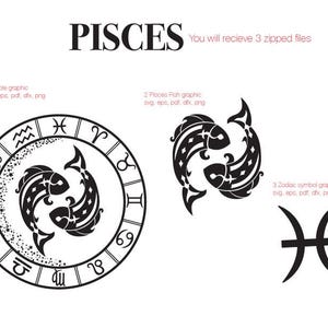 Pisces SVG, Vector, Digital Download, Zodiac SVG, Cut File ...
