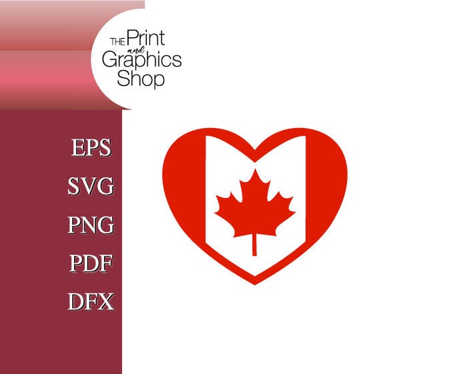 Canada Flag Heart Vector .eps, .dxf, .svg .png. Canadian Vinyl Cutter ...
