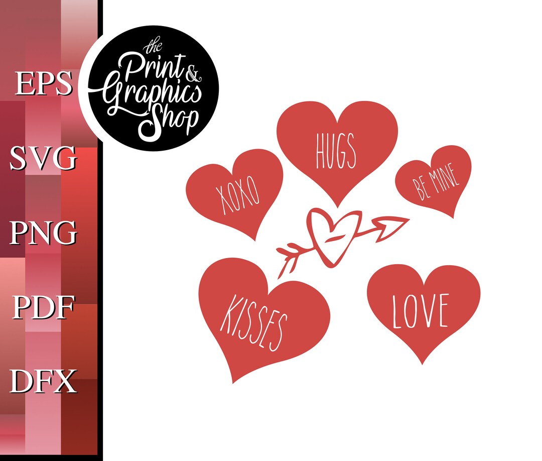 Valentine Hearts Svg Eps Clipart Valentine Svg Vector Etsy