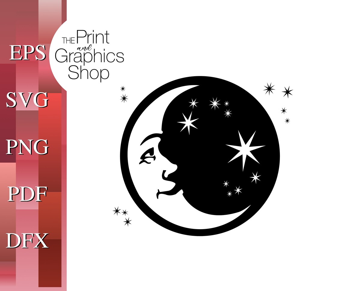 Mond SVG Mond Clipart Mann im Mond SVG Digitaler Download - Etsy.de
