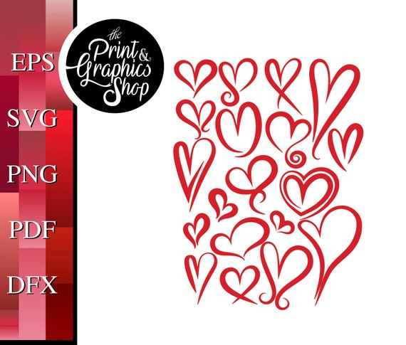 Valentine Hearts Svg Eps Clipart Heart Svg Vector Etsy