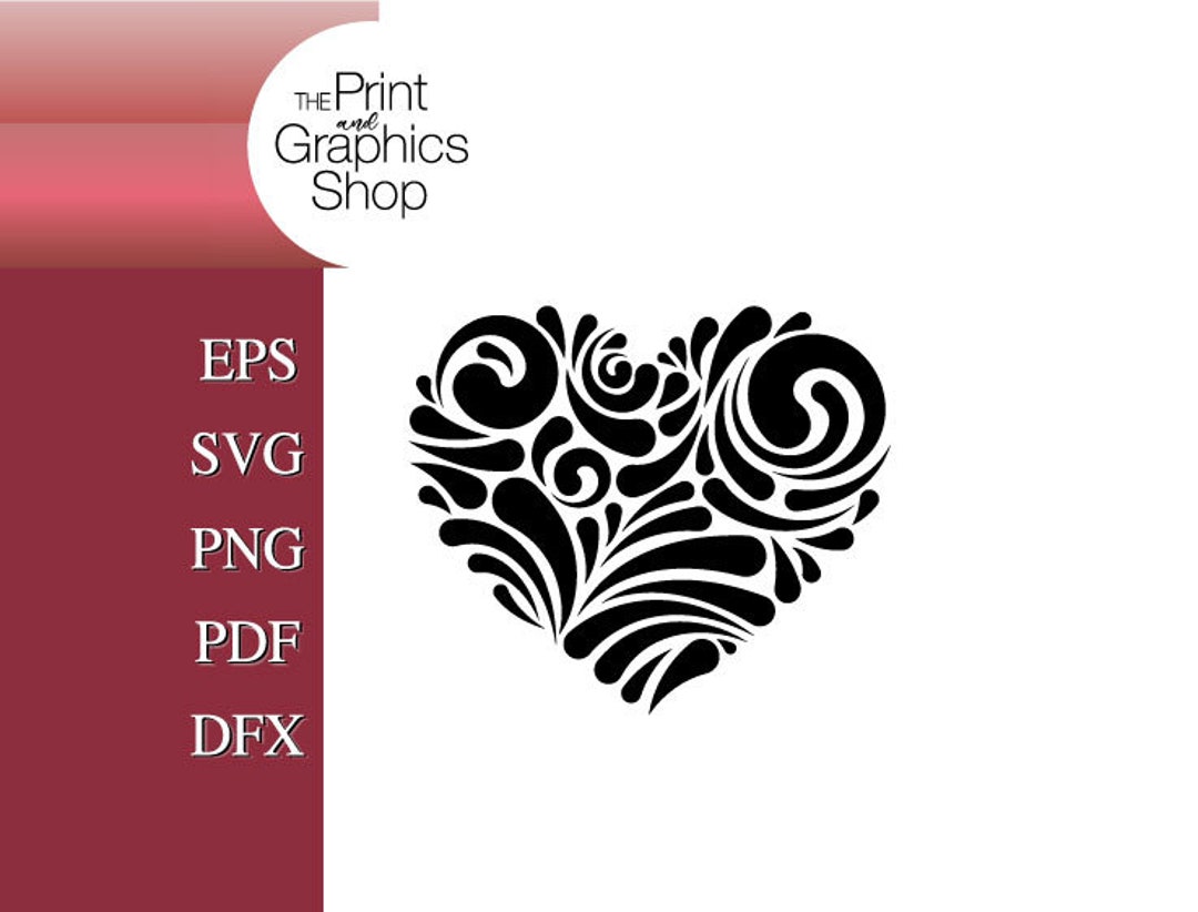 Flourish Heart, EPS, Clipart, Heart Svg, Vector, Digital Download ...