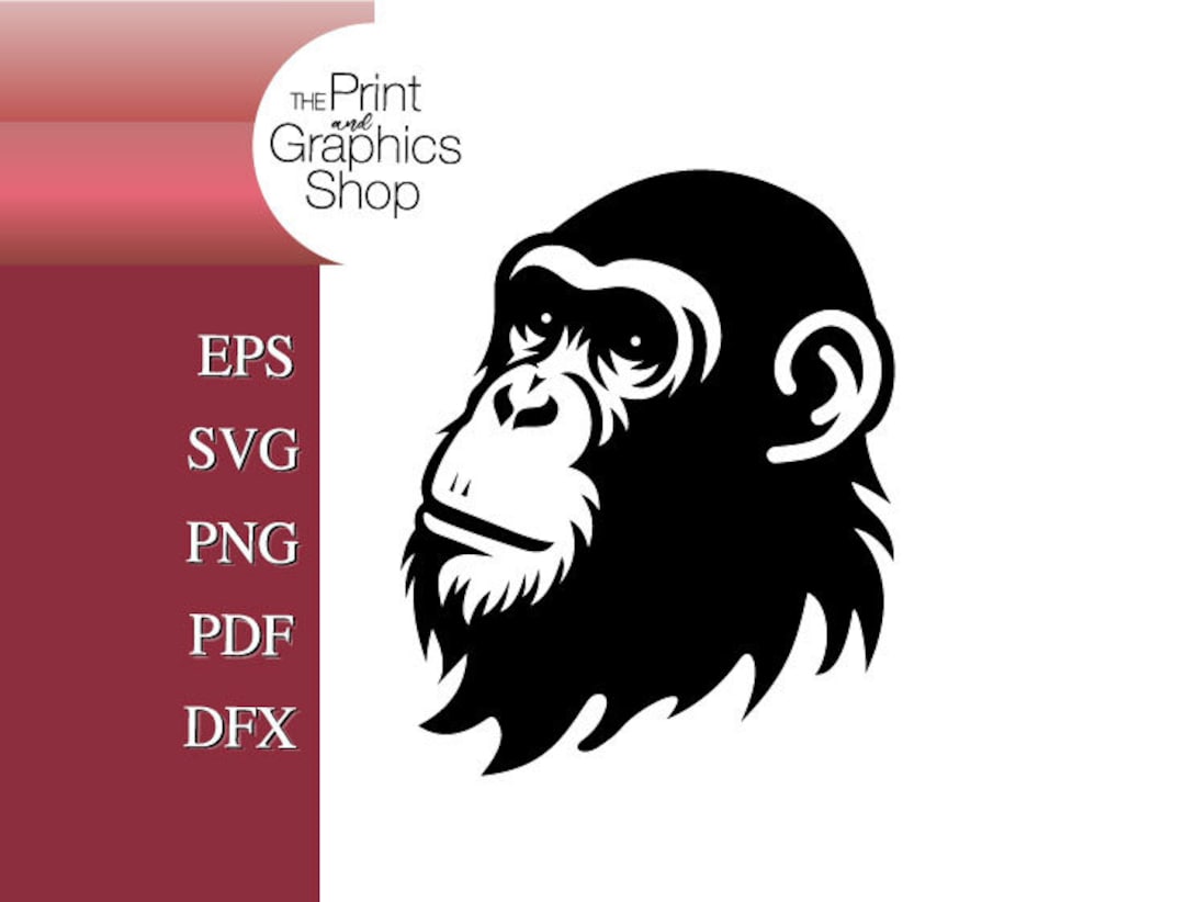 Chimpanzee SVG, Chimpanzee Clipart, Chimp Cut File, Chimpanzee, Instant ...