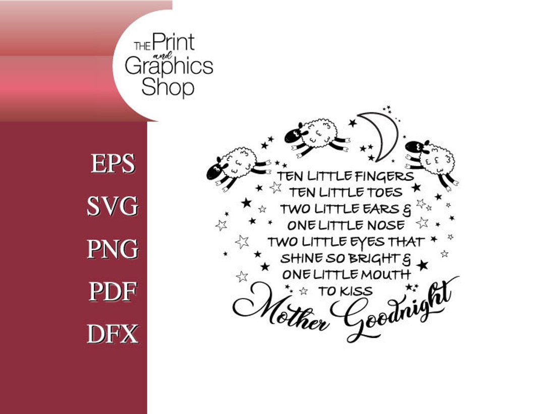Baby Quote, Kiss Mother Goodnight, SVG, Clipart, Nursery Quote, Digital ...