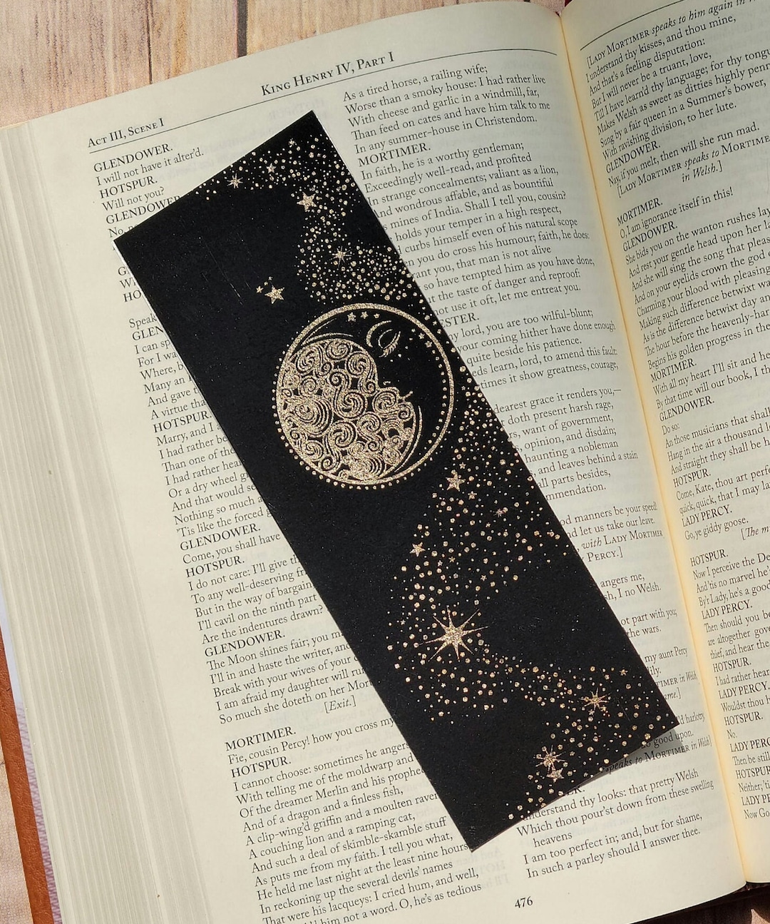 Moon and Stars Bookmark, White and Blue Bookmark, Celestial Moon ...