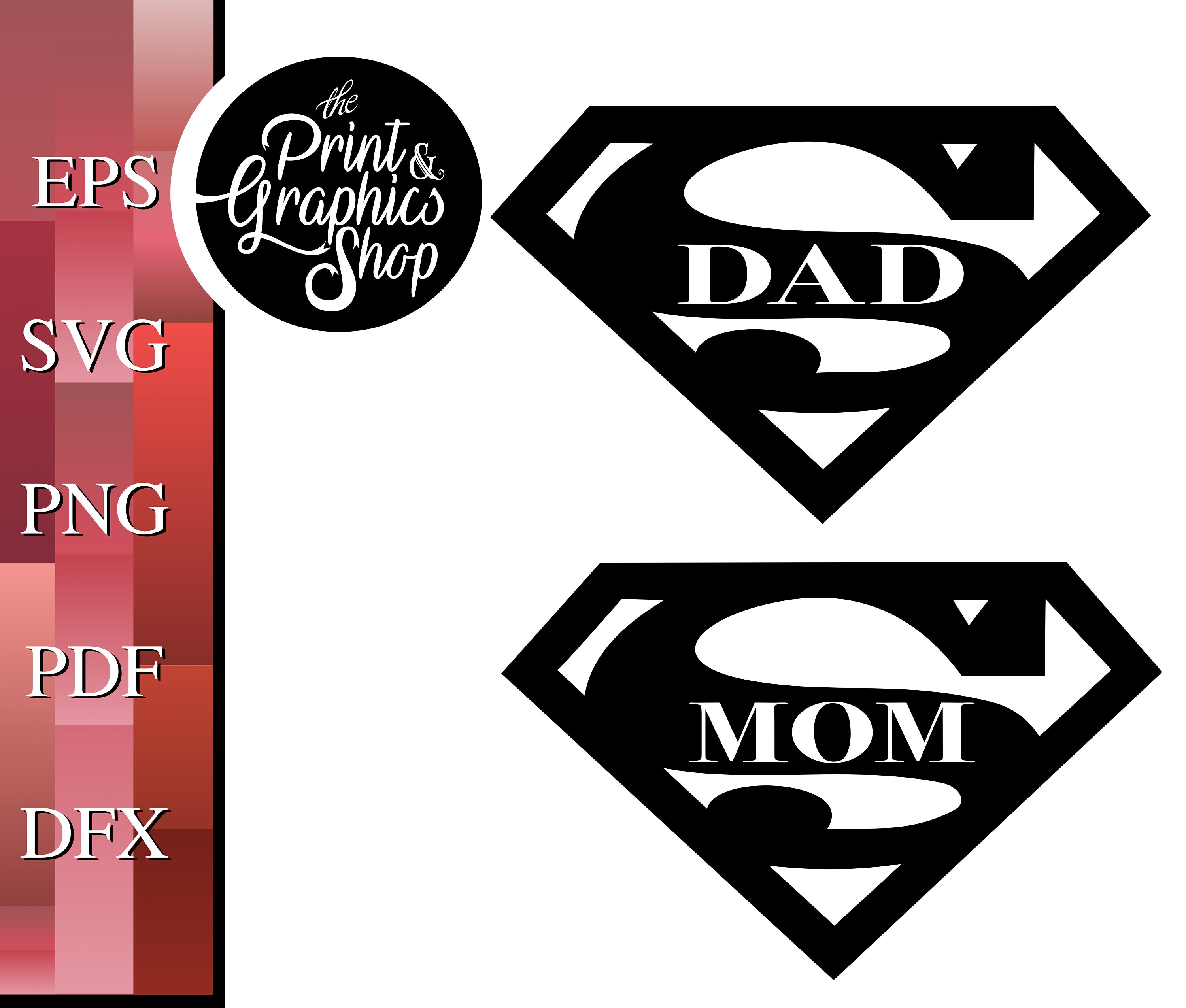 Super Dad SVG Super Mom SVG Digital Download Clipart - Etsy