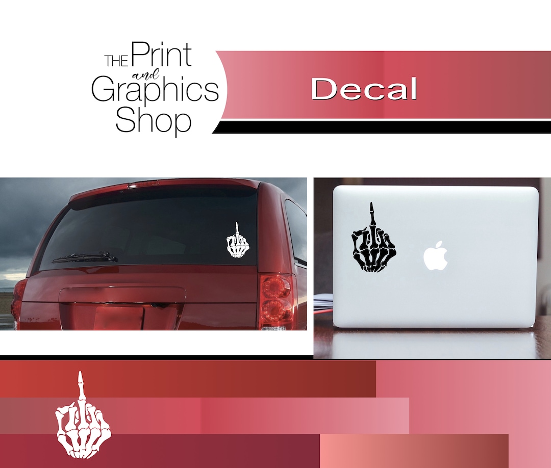 Skeleton Middle Finger Decal, Car Decal, MacBook Decal, Tablet Decal ...