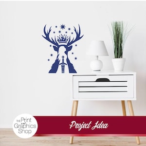 Winter Stag SVG, Crowned Deer Clipart, Fantasy Stag Design, Bookish SVG ...