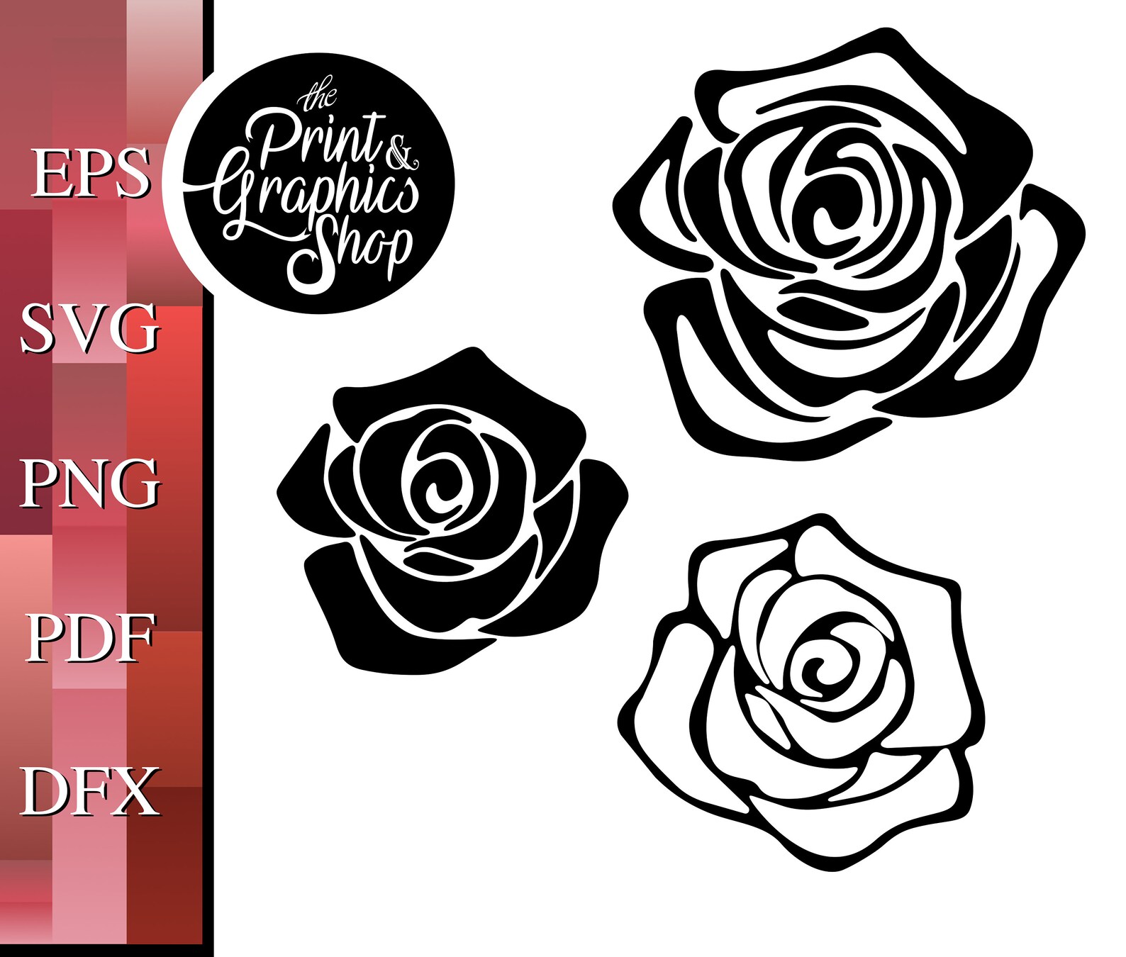 Roses SVG EPS Clipart Rose Svg Vector Digital Download - Etsy