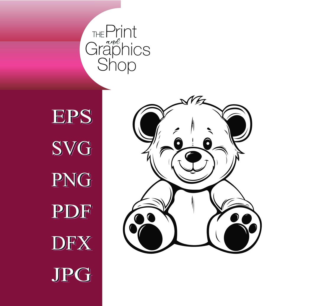 Teddy Bear SVG, EPS, Dfx, Pdf, Clipart, Digital Download, Instant ...