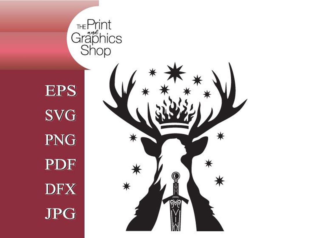 Throne of Glass Winter Stag SVG - Aelin, Terrasen, Crown Stag (digital ...
