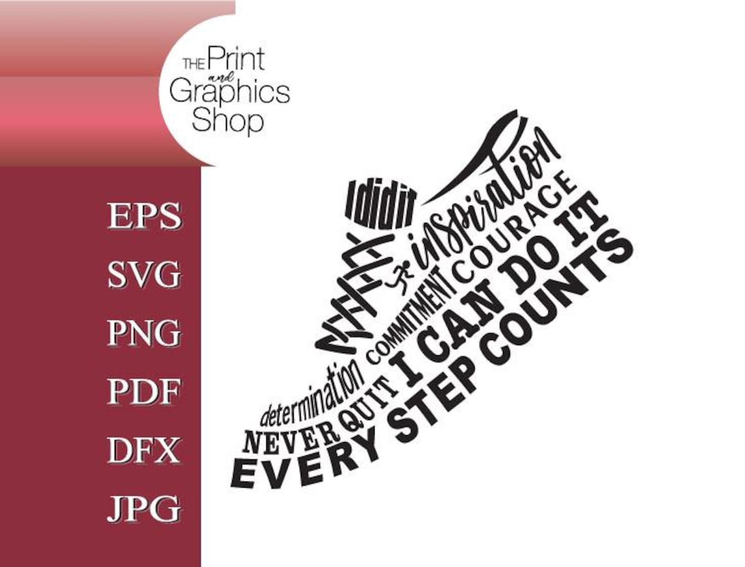 Every Step Counts, I Can Do It, Runner Quotes, EPS, Clipart, Jogger ...