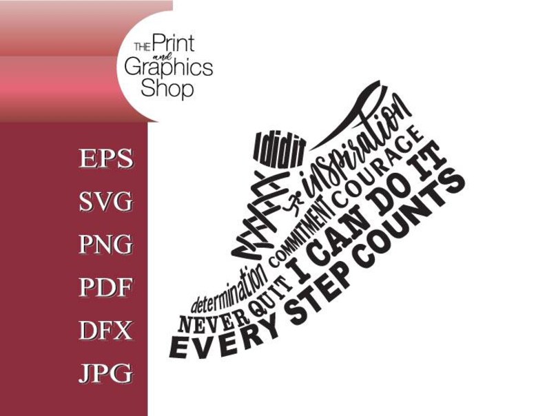 Runner Shoe Quotes SVG: Jogger Inspiration, Every Step Counts (digital ...