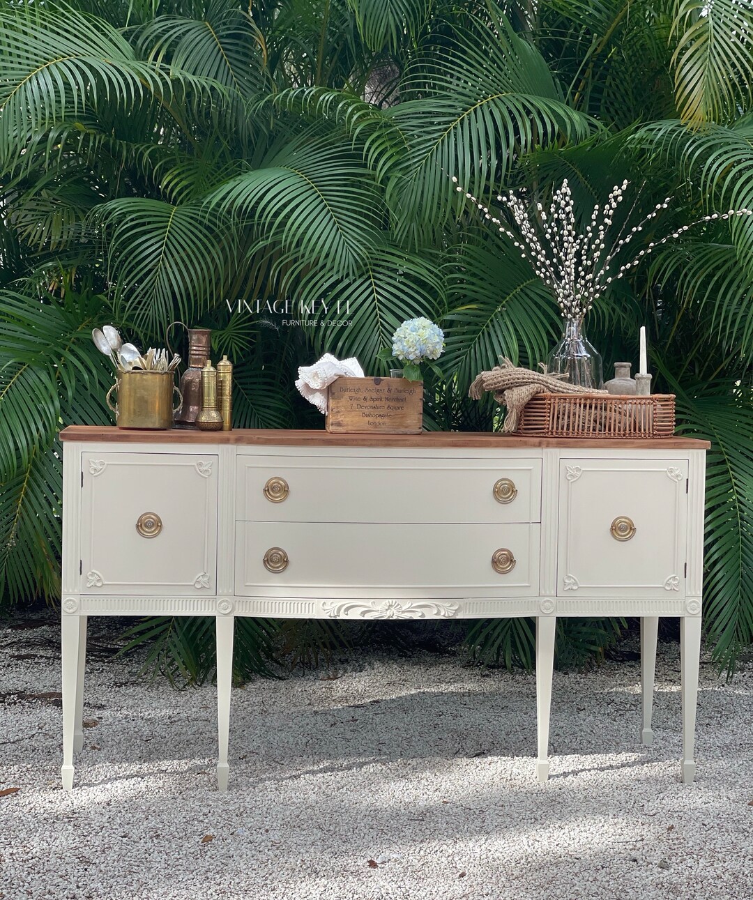 Vintage Buffet, Vintage Hepplewhite Buffet, Refinished Buffet, Painted ...