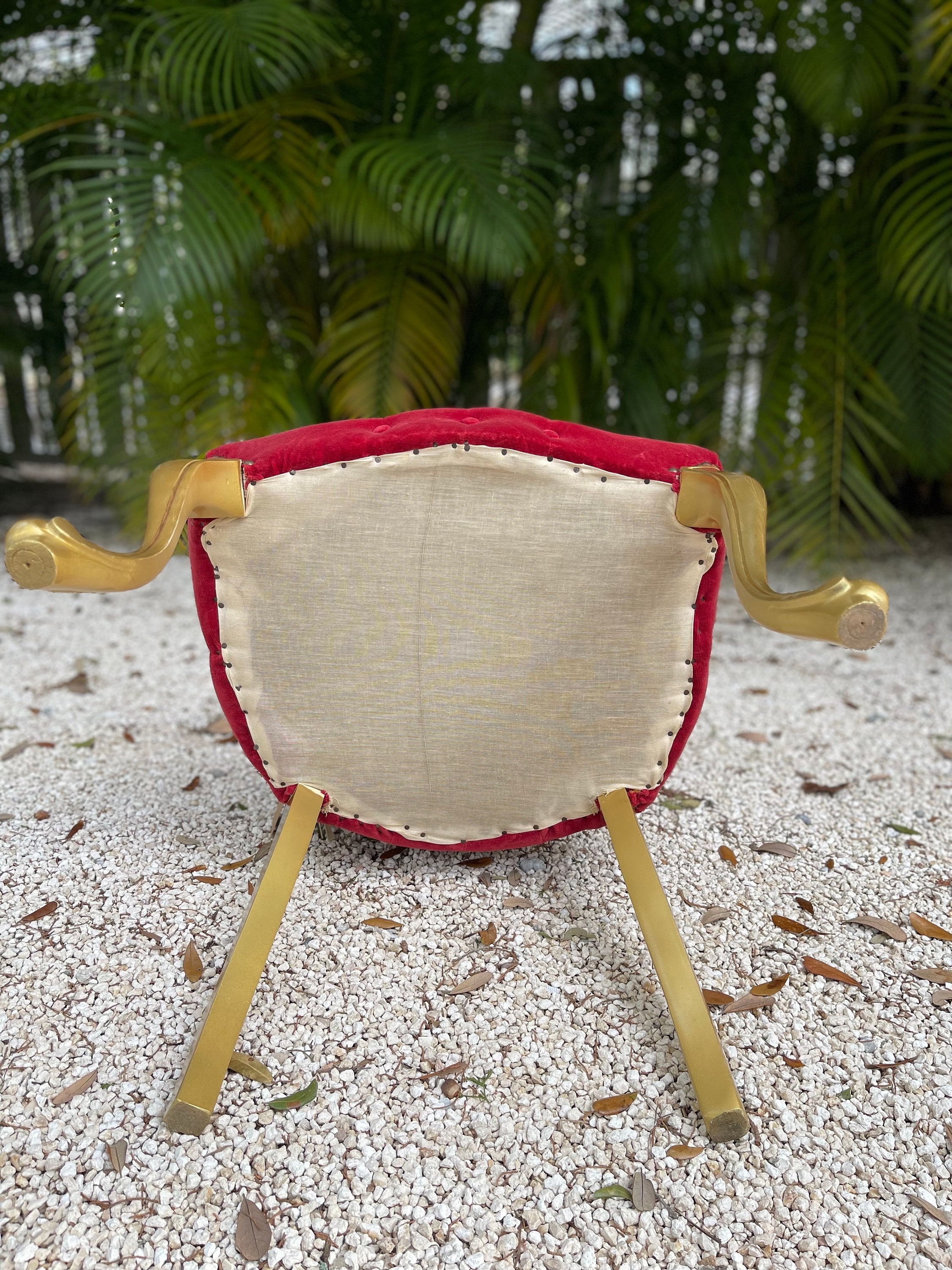 Vintage Chair, Vintage Accent Chair, Vintage Velvet Chair, Red Velvet ...