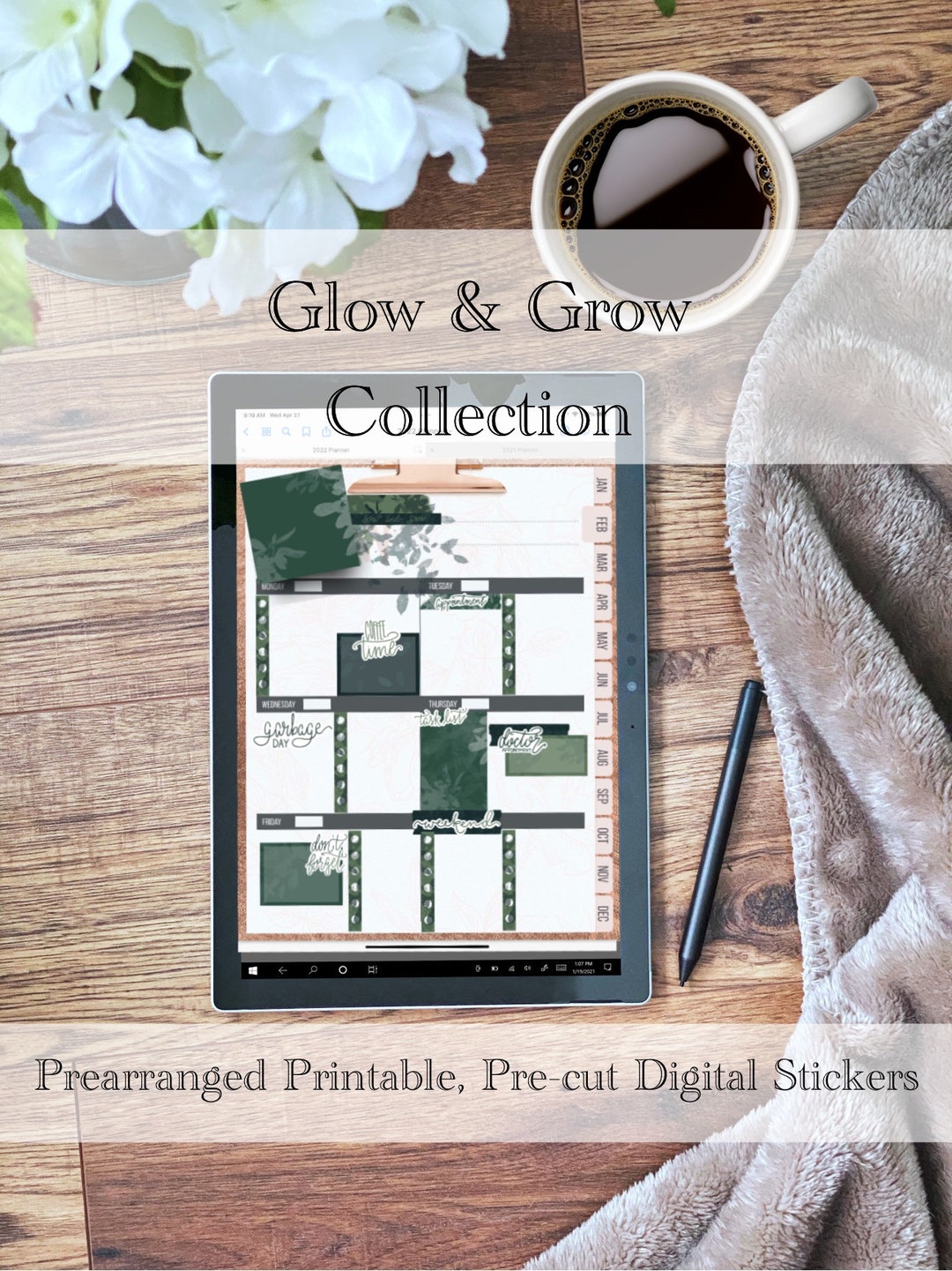 Glow & Grow Sticker Collection: Pre-cut Digital Stickers and Pintable ...