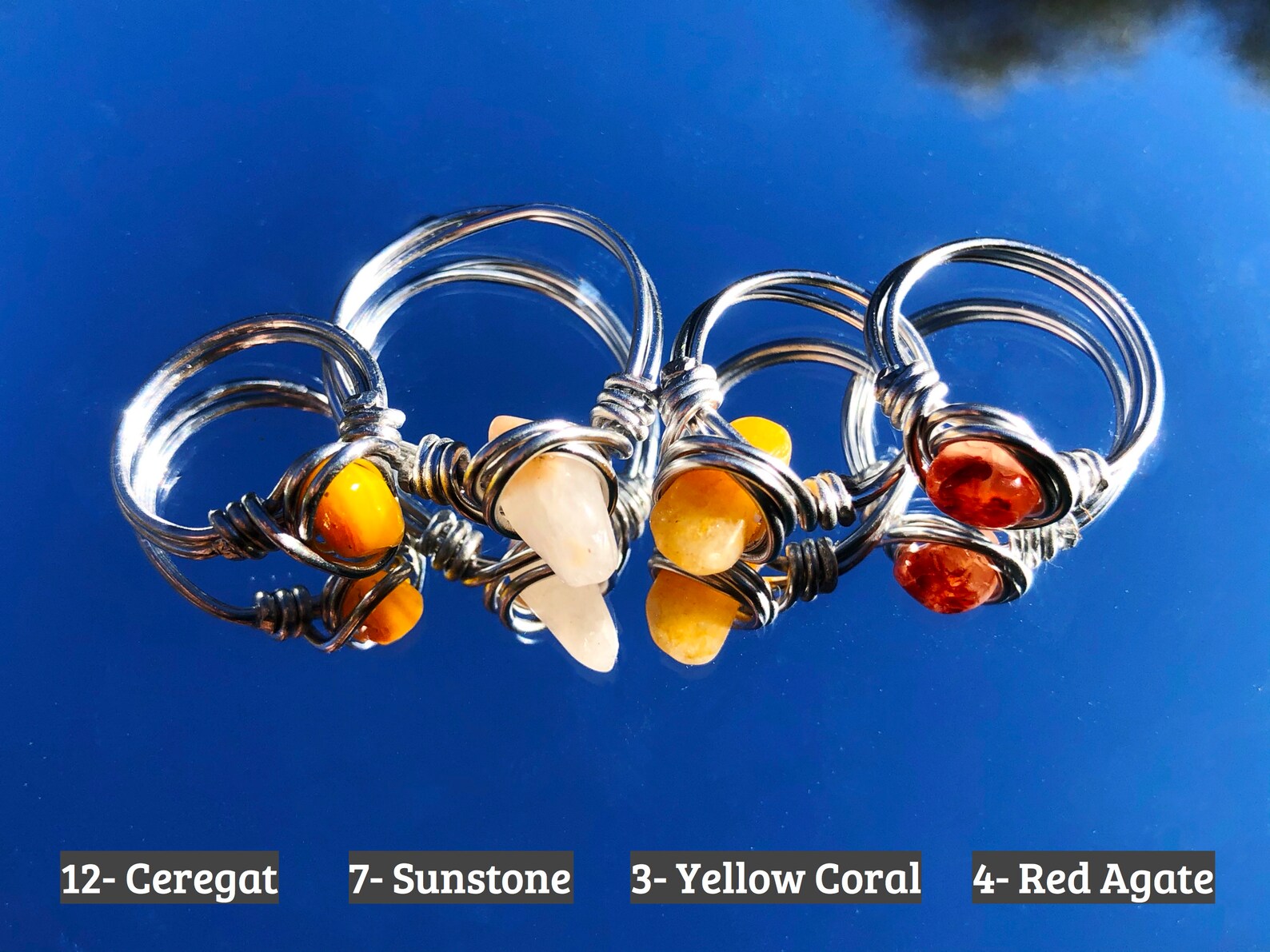 Choose 2 Wire Wrapped Gemstone Crystal Handmade Rings Dainty - Etsy