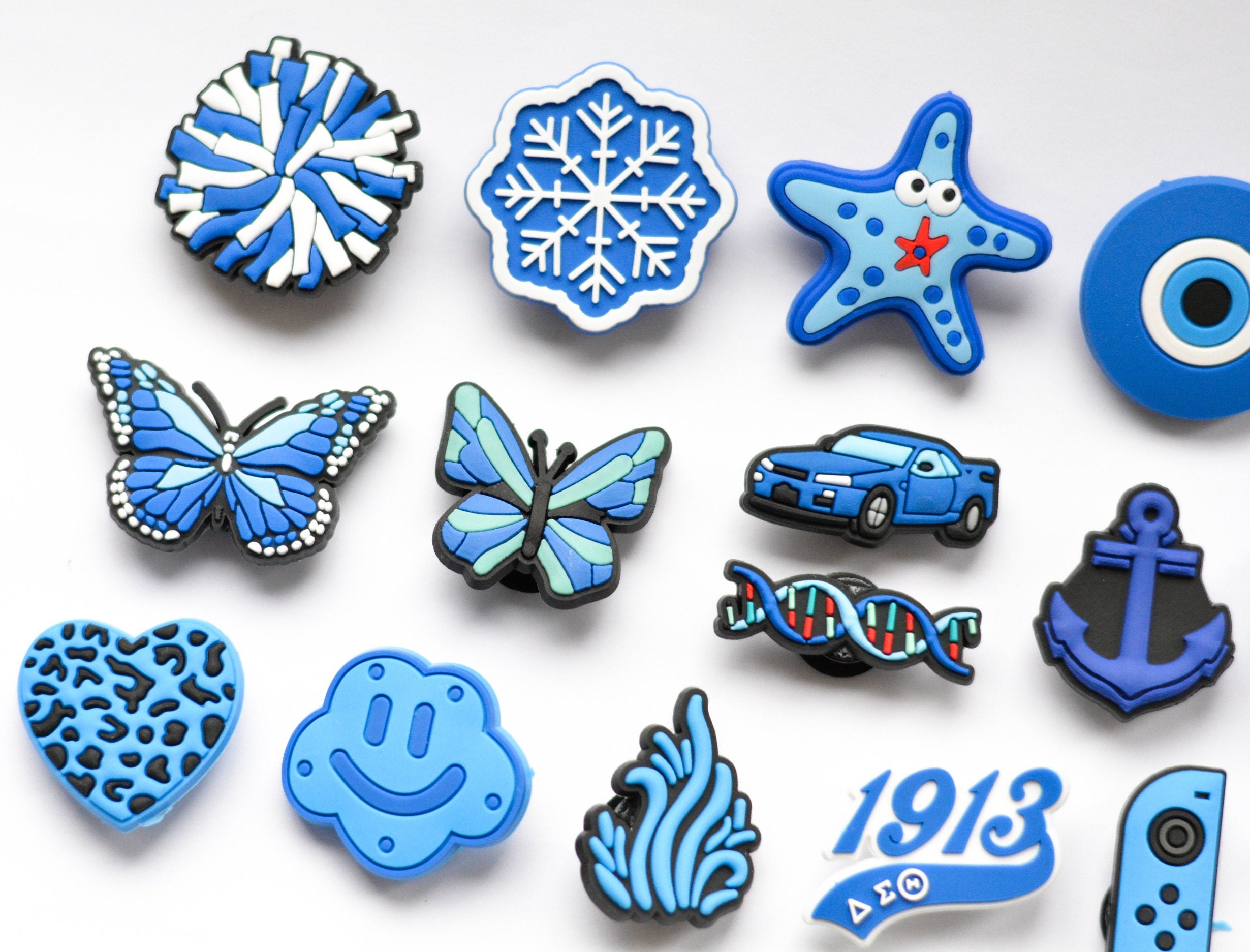Croc Charm Pin Badge Cute 10+ Designs Popular Phrases Flower Blue ...