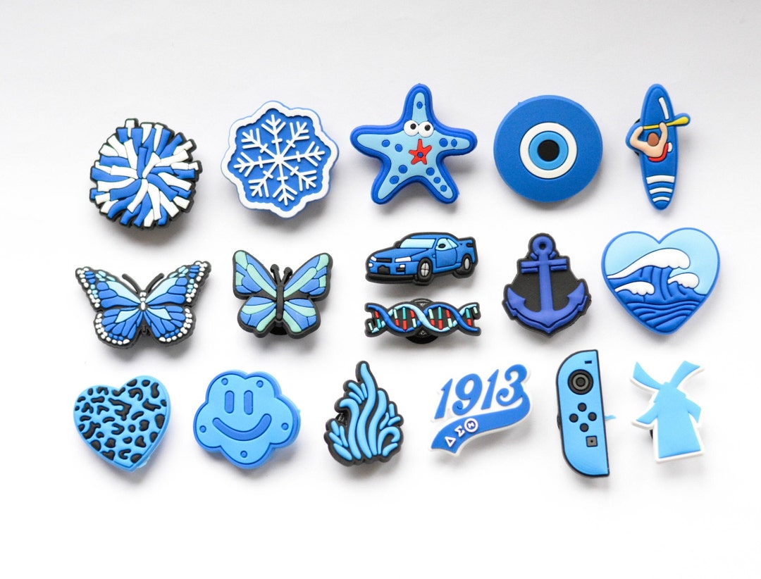 Croc Charm Pin Badge Cute 10+ Designs Popular Phrases Flower Blue ...