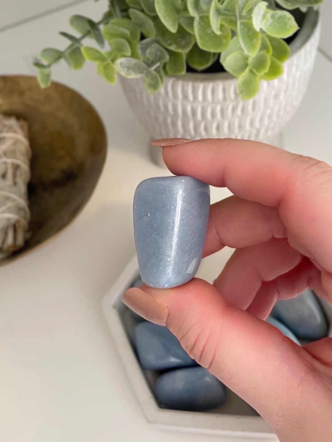 Tumbled Angelite | Angelite | Tumbled Crystal | Large Angelite Tumbled ...