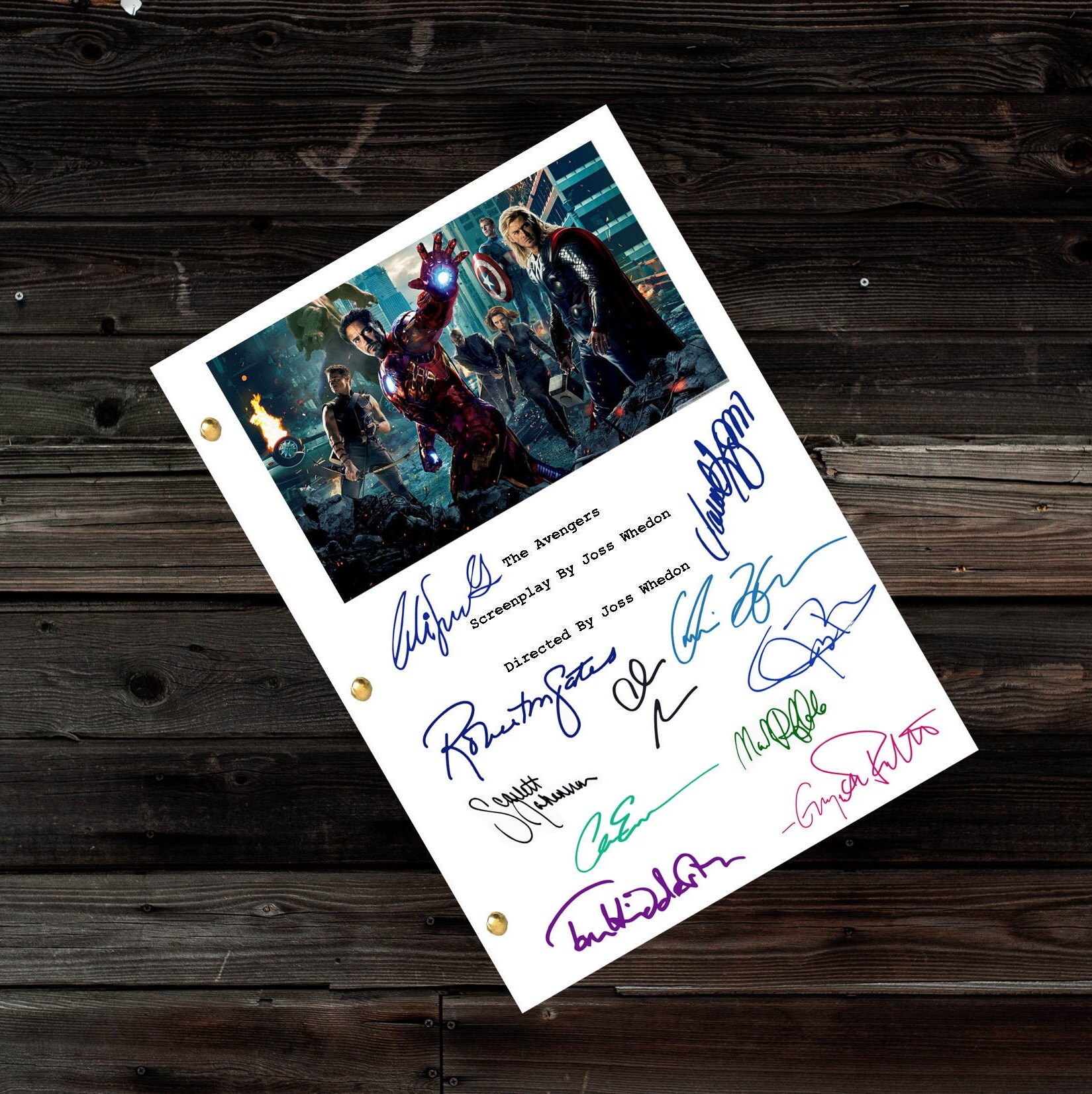The Avengers Movie Script Scénario de film avec autographes | Etsy